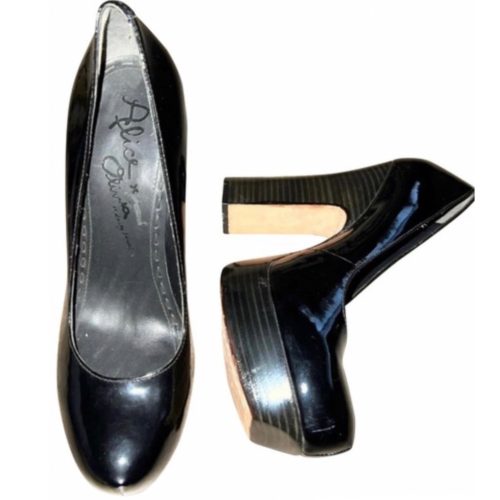 Alice + Olivia Black Patent Leather Platform Pump Wit… - Gem